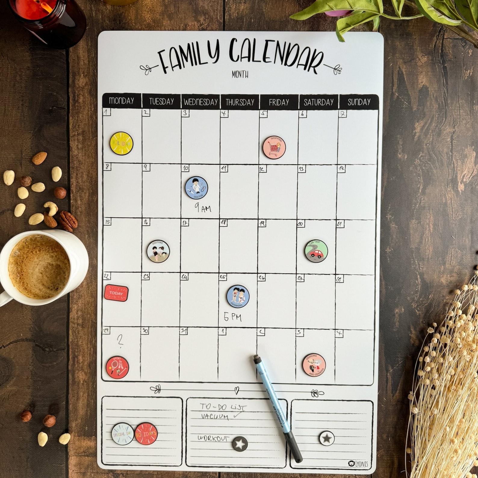 Monthly Magnetic Family Calendar, Custom, Personalized, With Magnets ...