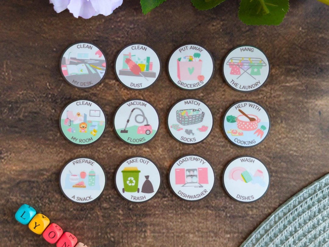 Kids Chores Magnet Set, Schoolchildren Magnets, Montessori ...