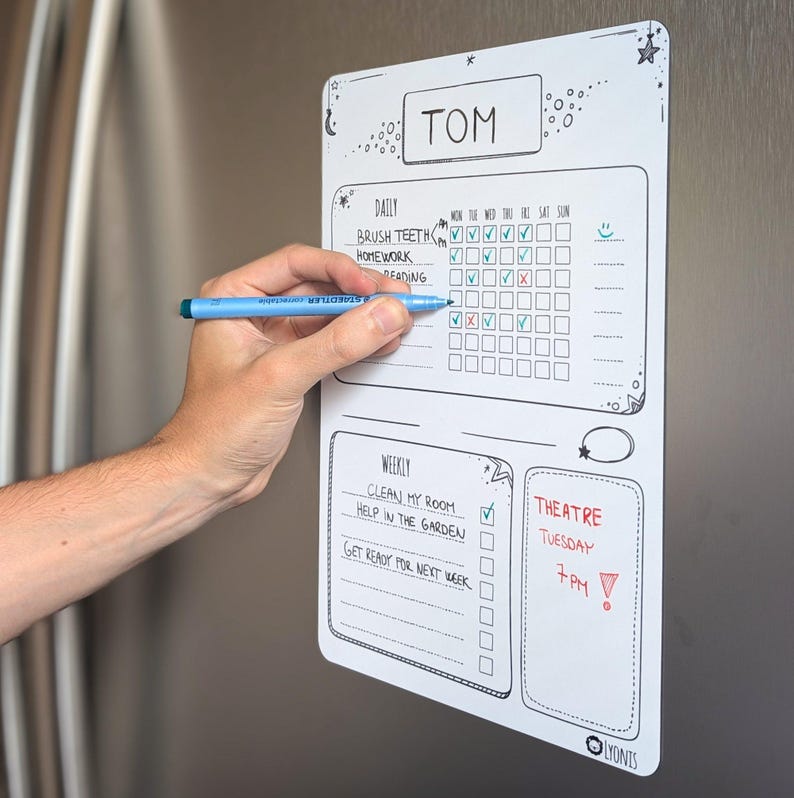 Magnetic Checklist, Daily Routine Tracker, Personalized, Elegant To-do ...