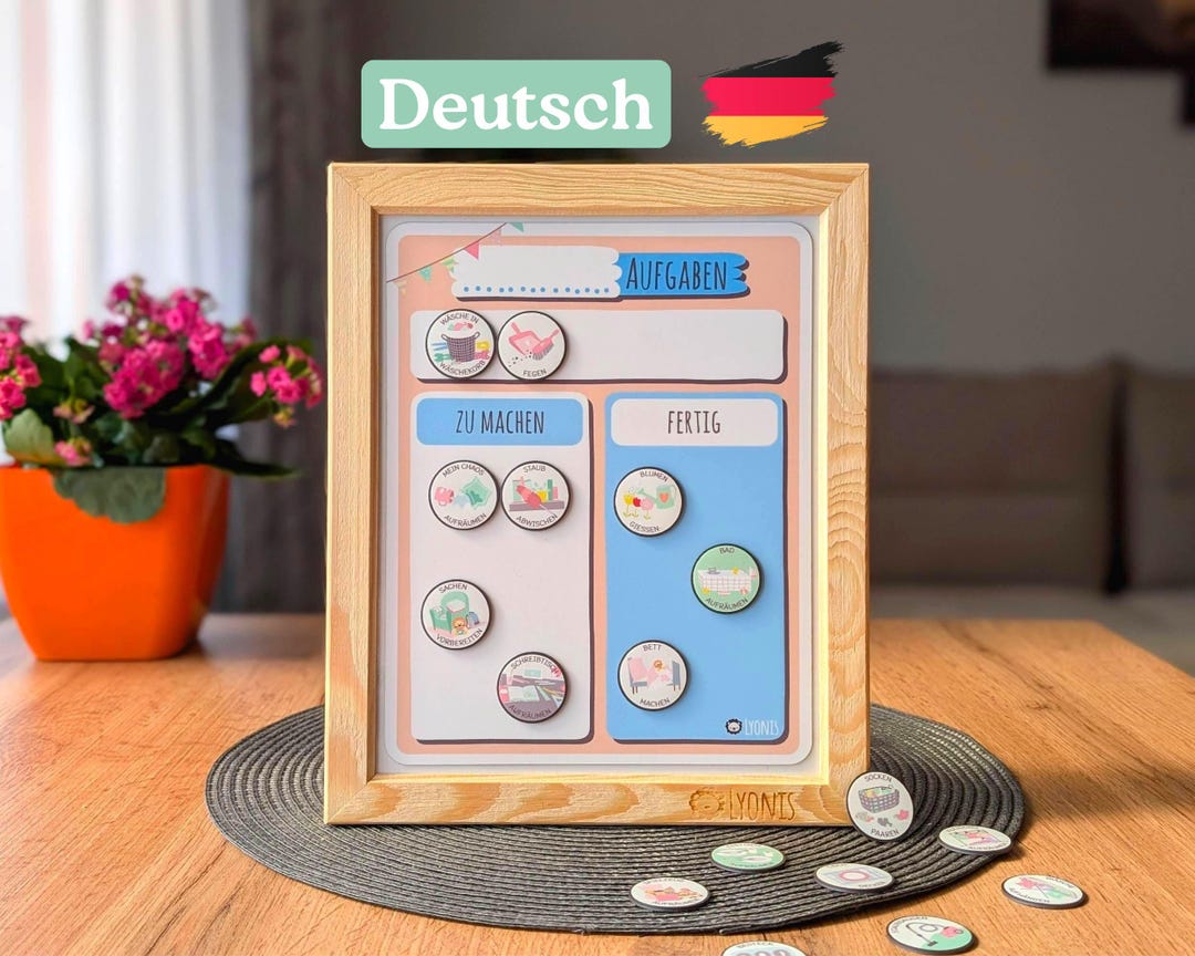 Chore Chart for Kids, Montessori Tasks, Housework To-do List, Blue ...