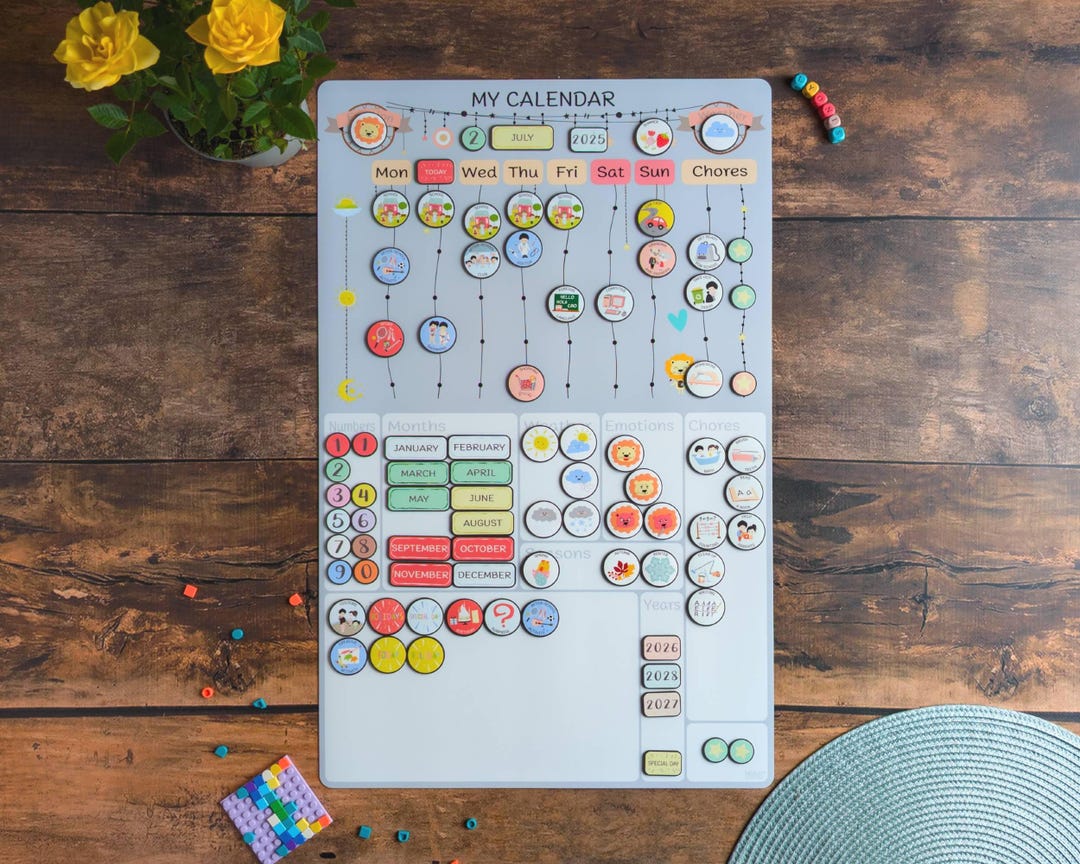 Magnetic, Montessori Calendar for Schoolchildren, Comes With 80 Magnets ...