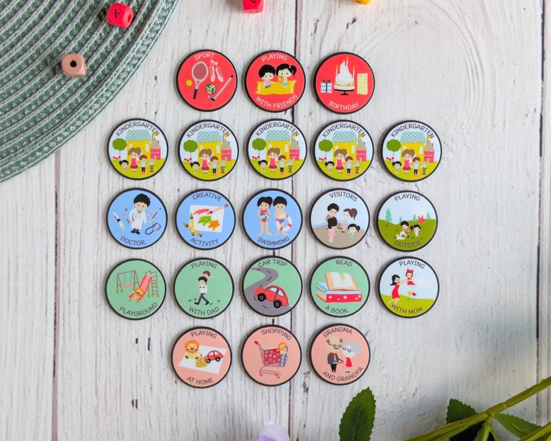 Kids Activities Magnet Set, Montessori, Round, Lillustrations ...