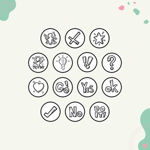 Icons - Symbols Magnet Set, Minimalist Pictogram, Doodles, Durable ...