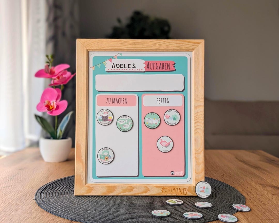 Chore Chart for Kids, Montessori Tasks, Housework To-do List, Pink ...