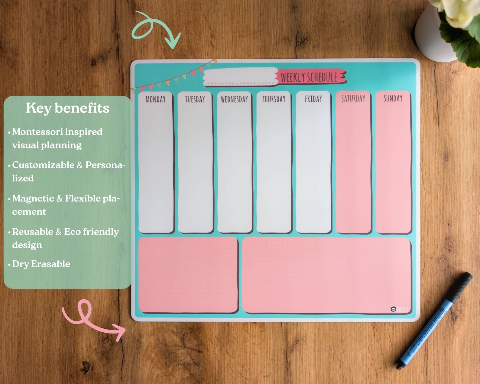 Magnetic, Weekly Planner for Preschool Children, Montessori, With ...