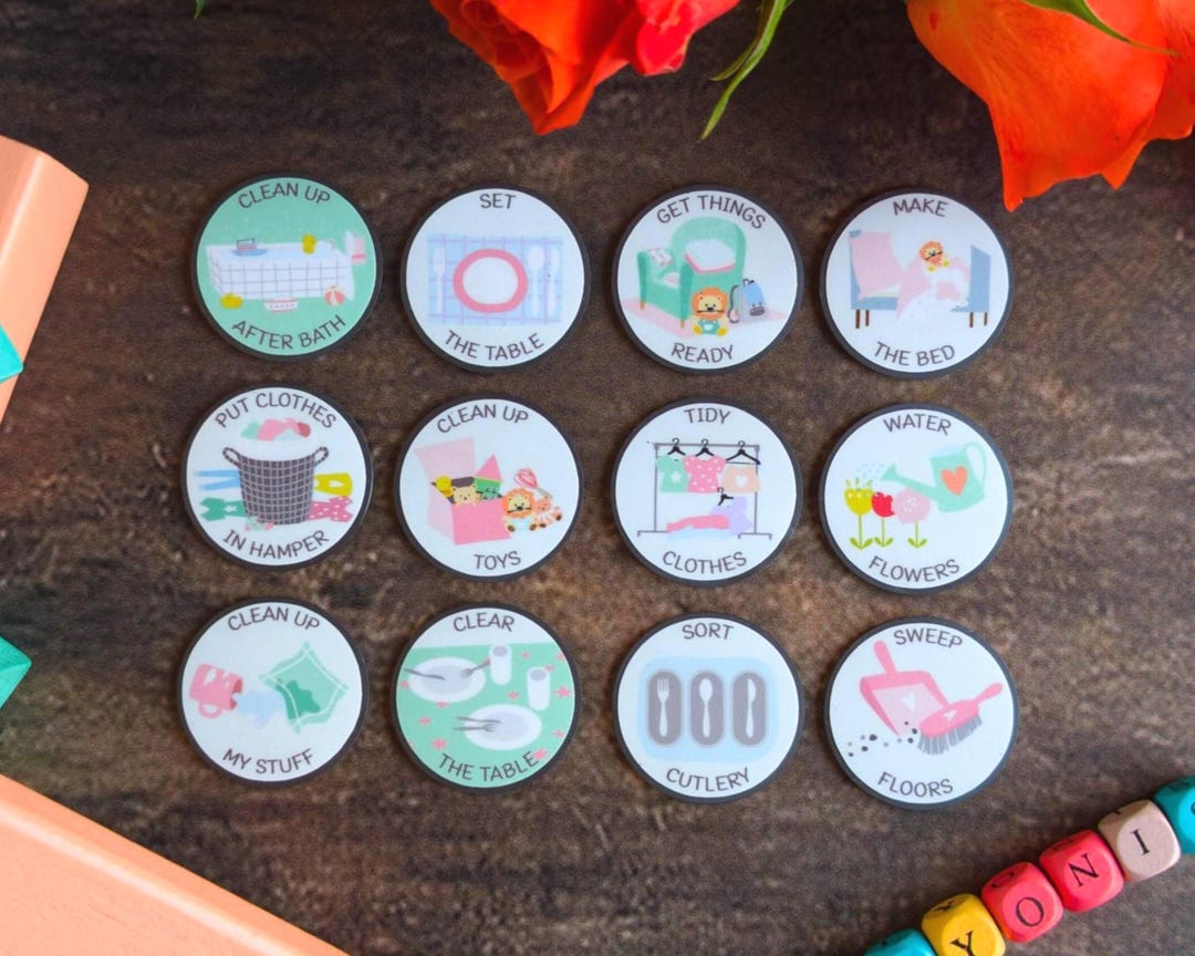 Kids Chores Magnet Set, Kindergarten Age Magnets, Montessori ...