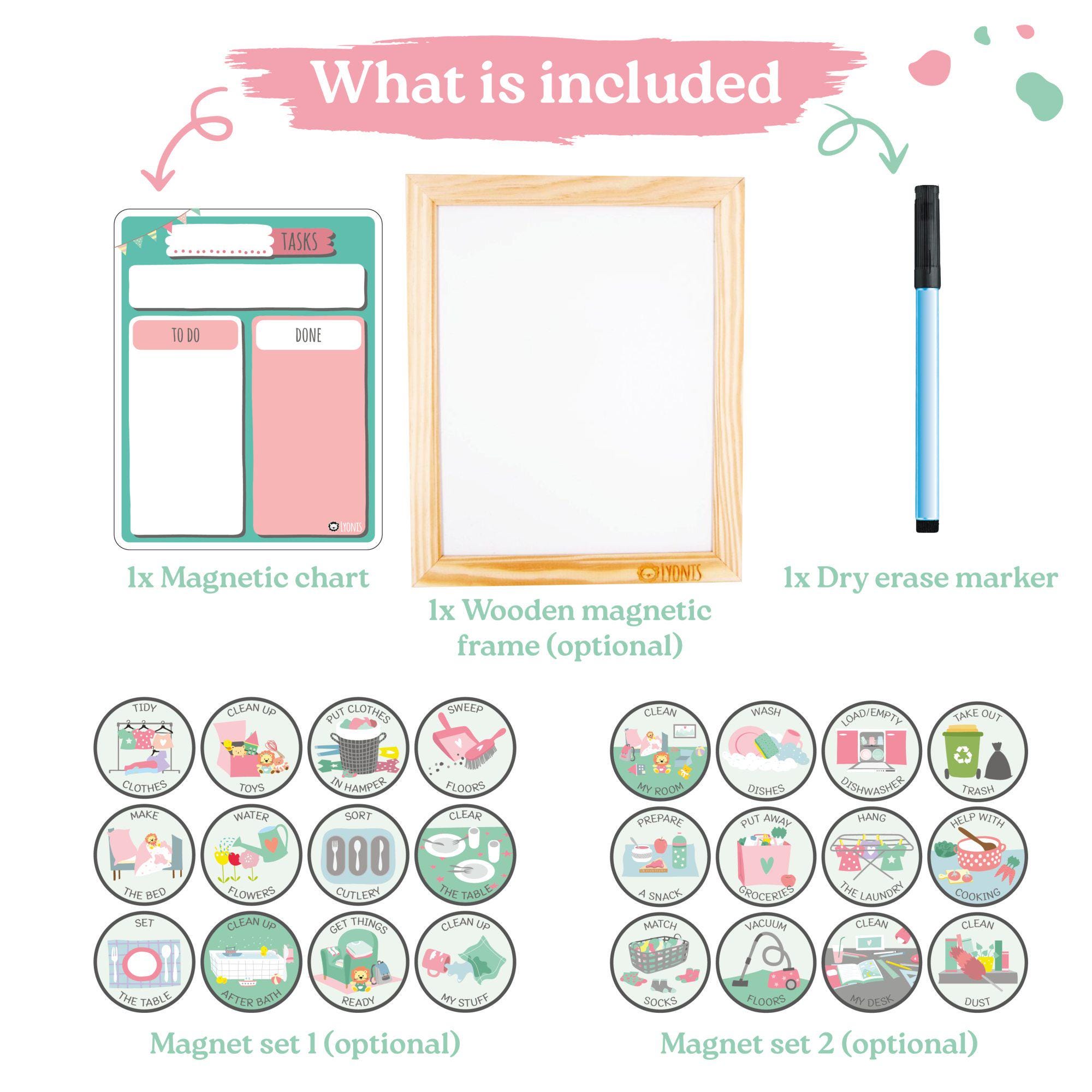Chore Chart for Kids, Montessori Tasks, Housework To-do List, Pink ...
