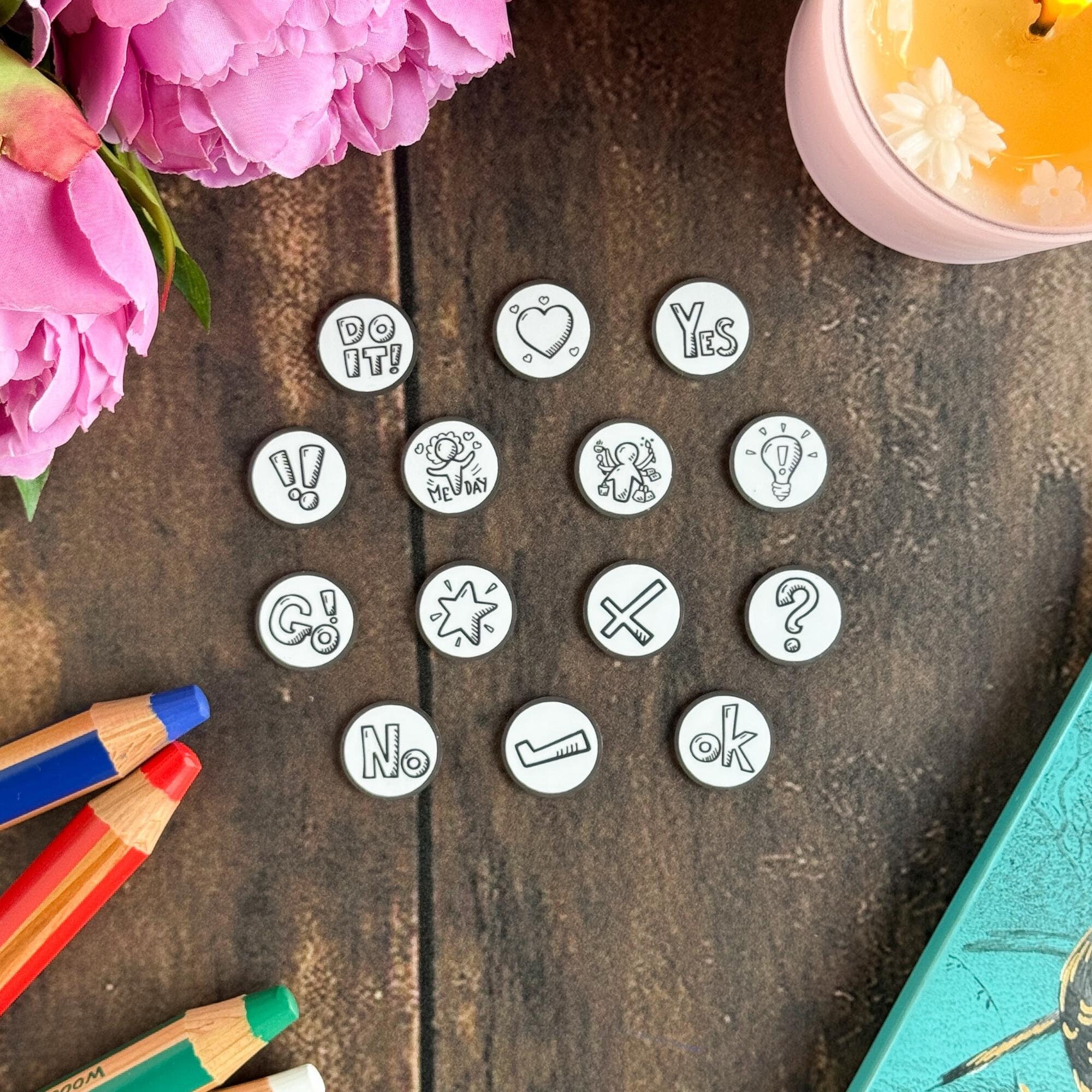 Icons Symbols Magnet Set, Minimalist, Doodles, Durable, Small Fridge ...