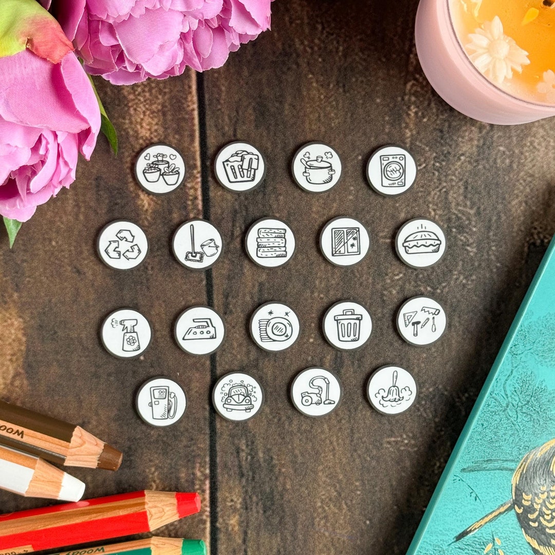 Icons Housework Magnet Set, Minimalist, Doodles, Durable, Small Chore ...