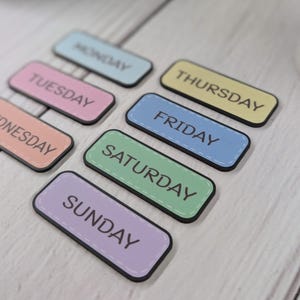 Days of the Week Magnet Set, Rectangular, Durable, Magnet Set of 7 ...
