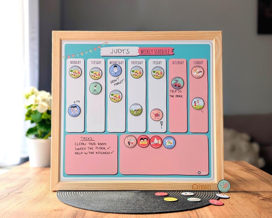 Magnetic, Weekly Planner for Preschool Children, Montessori, With ...