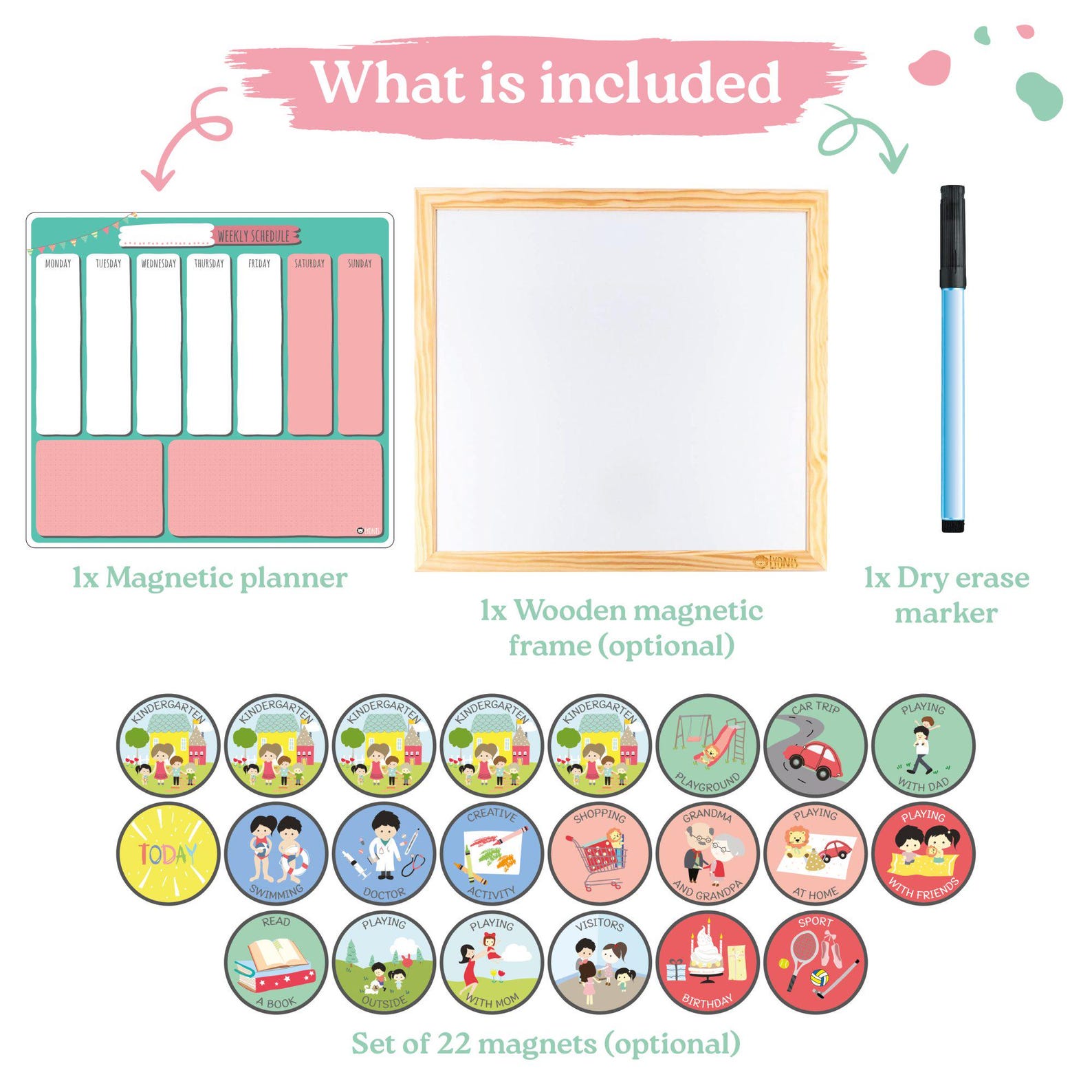 Magnetic, Weekly Planner for Preschool Children, Montessori, With ...