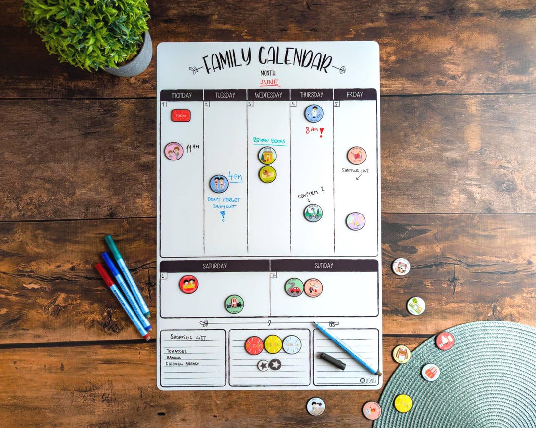 Magnetic, Weekly Family Calendar, Custom, Personalized, With Magnets ...