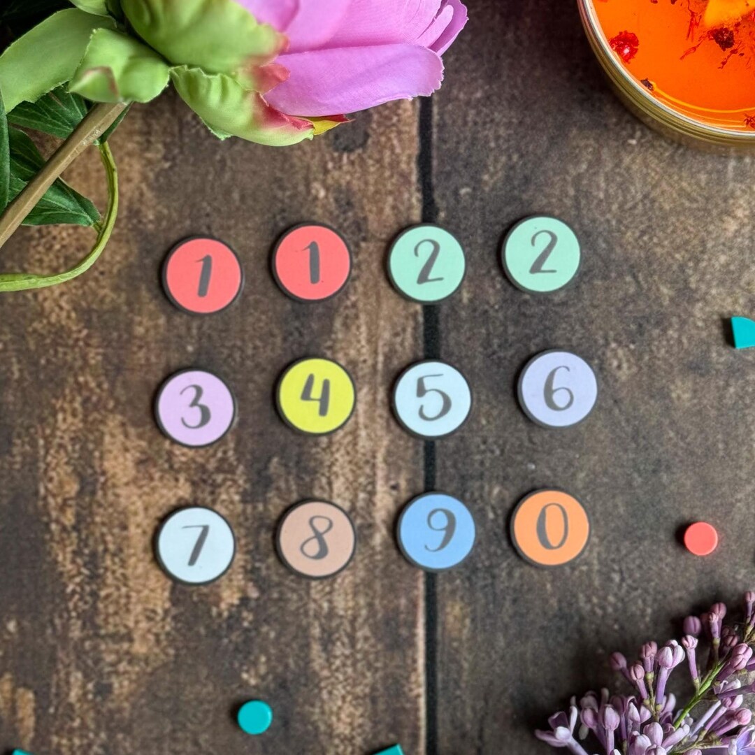 Numbers Magnet Set, Round, Numbers 0-9, Digits on Fridge Magnets ...