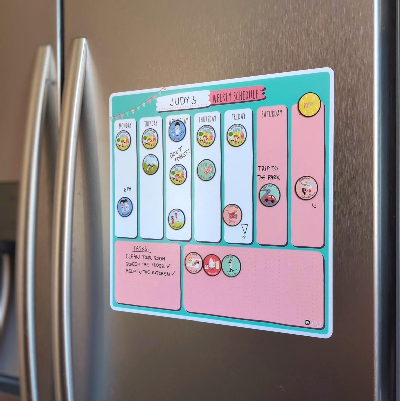Magnetic, Weekly Planner for Preschool Children, Montessori, With ...