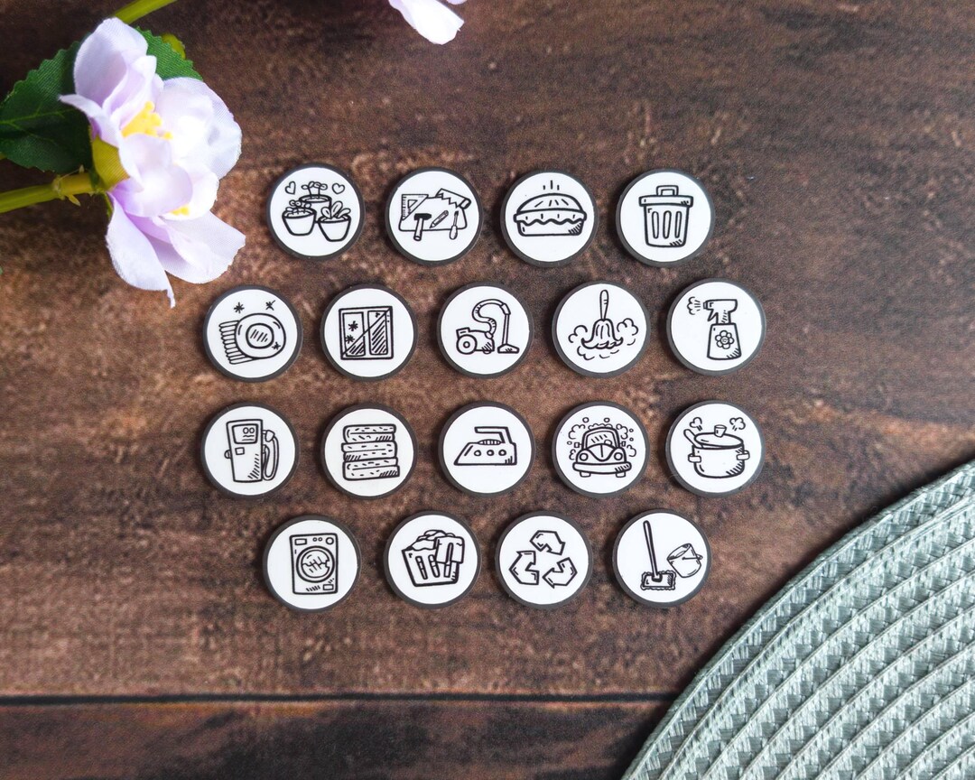 Icons - Housework Magnet Set, Minimalist Pictogram, Durable, Small ...