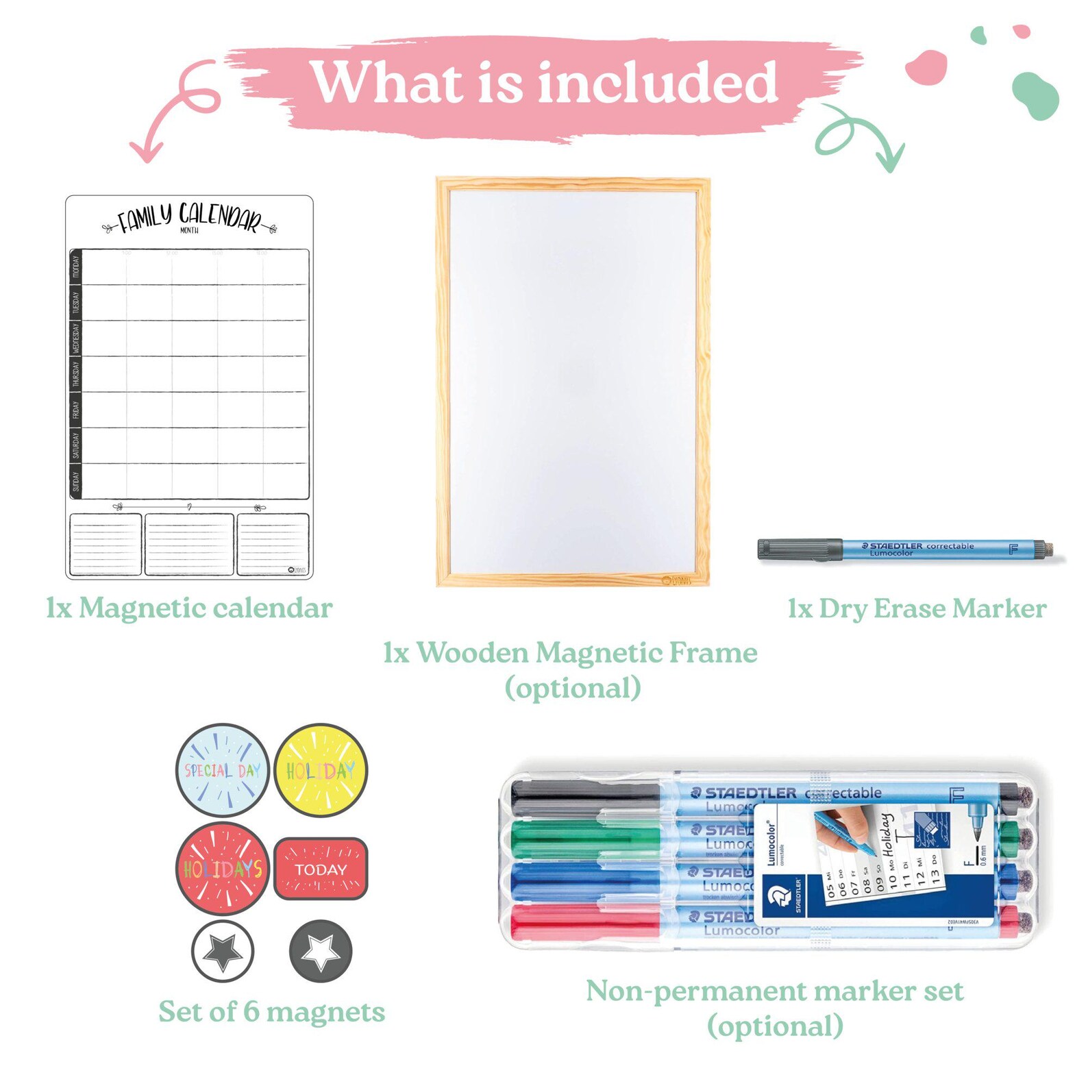 Magnetic Weekly Family Calendar, Custom, Personalized, With Magnets ...