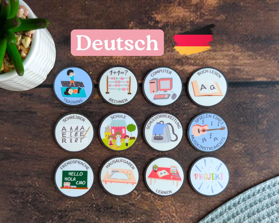 Homeschool Schedule Magnets, German, Educational Activity Set, Learning ...