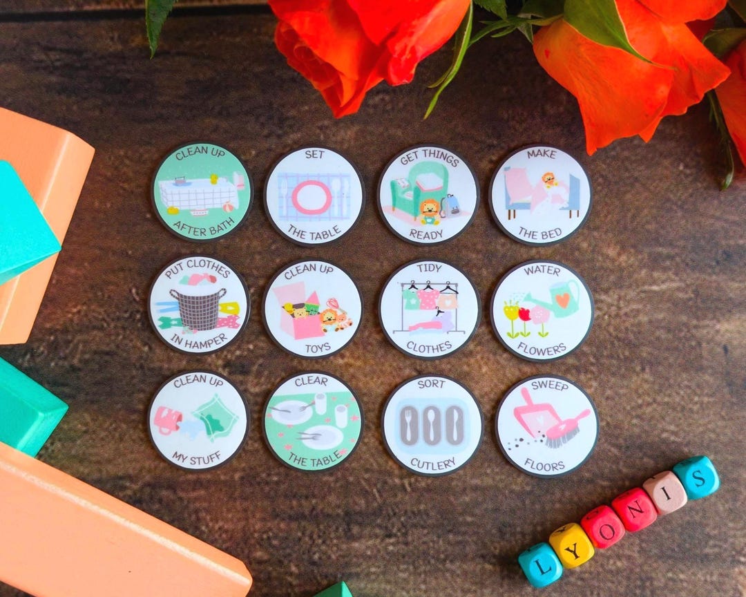 Kids Chores Magnet Set, Kindergarten Age Magnets, Montessori ...