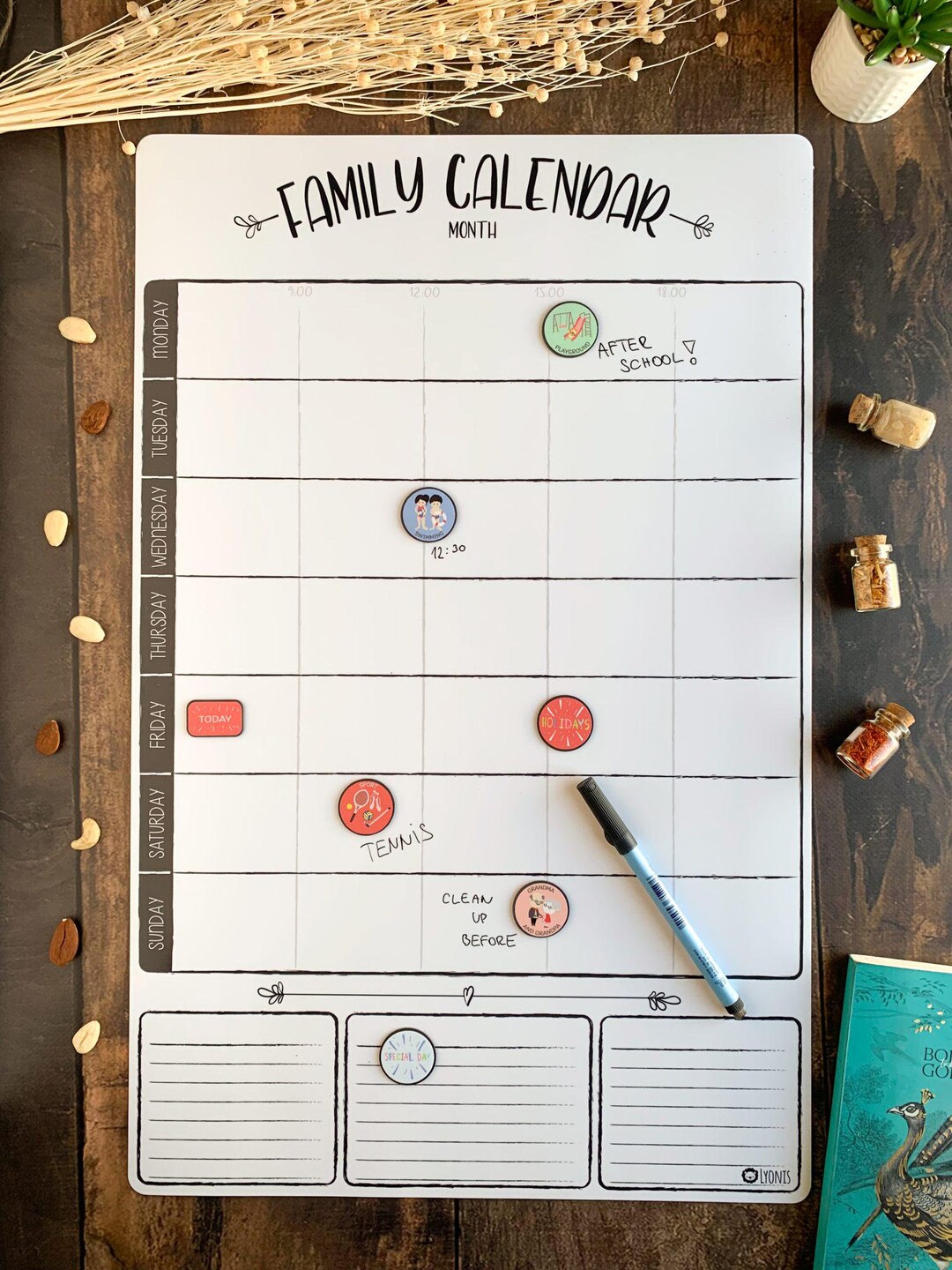 Magnetic, Weekly Family Calendar, Custom, Personalized, With Magnets ...