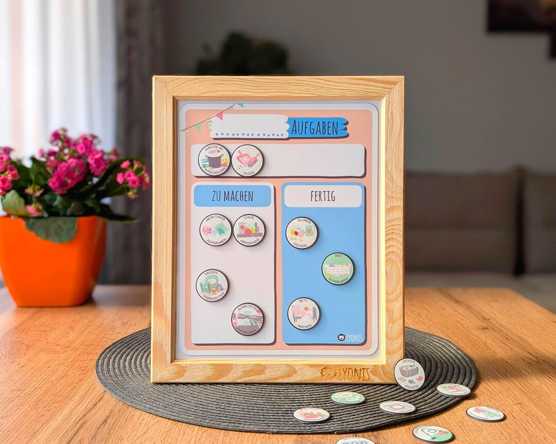 Chore Chart for Kids, Montessori Tasks, Housework To-do List, Blue ...