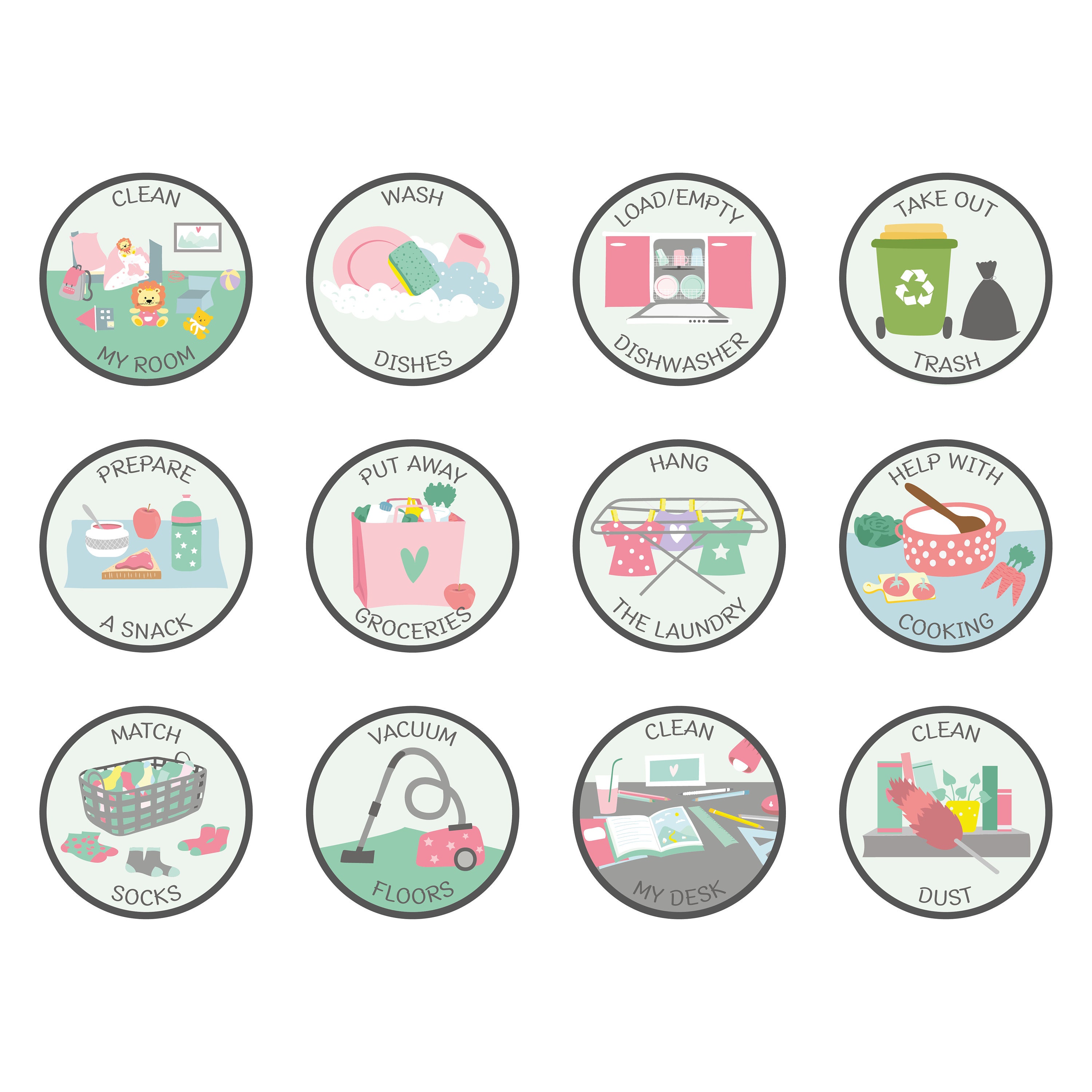 Kids Chores Magnet Set, Schoolchildren Magnets, Montessori ...