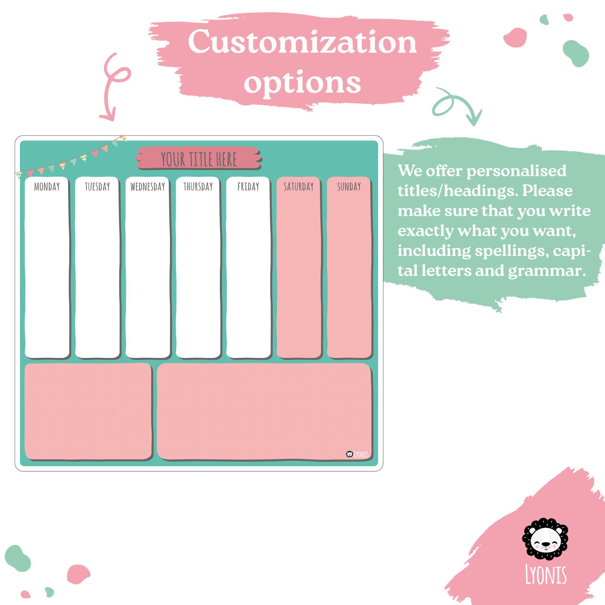 Magnetic, Weekly Planner for Preschool Children, Montessori, With ...