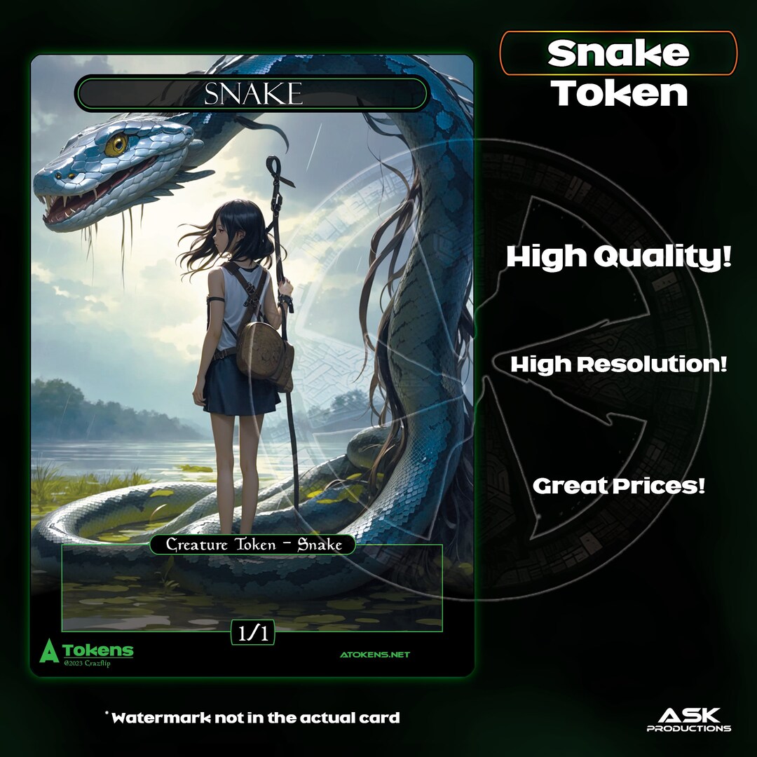 Alternative Tokens Green Snake Sheltered Girl - Etsy