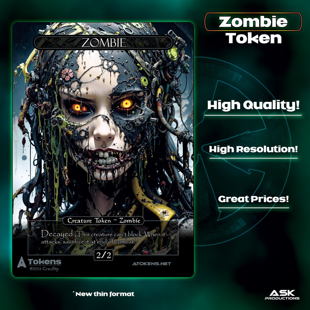 Alternative Tokens Black Zombie Decaying Face - Etsy