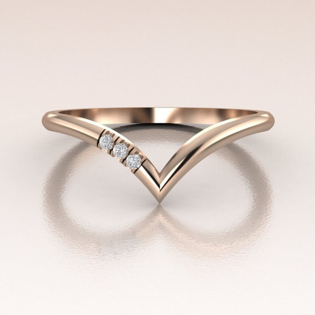 V Shape Wedding Band, V Ring With Diamond, V Engagement Ring, V Shaped ...