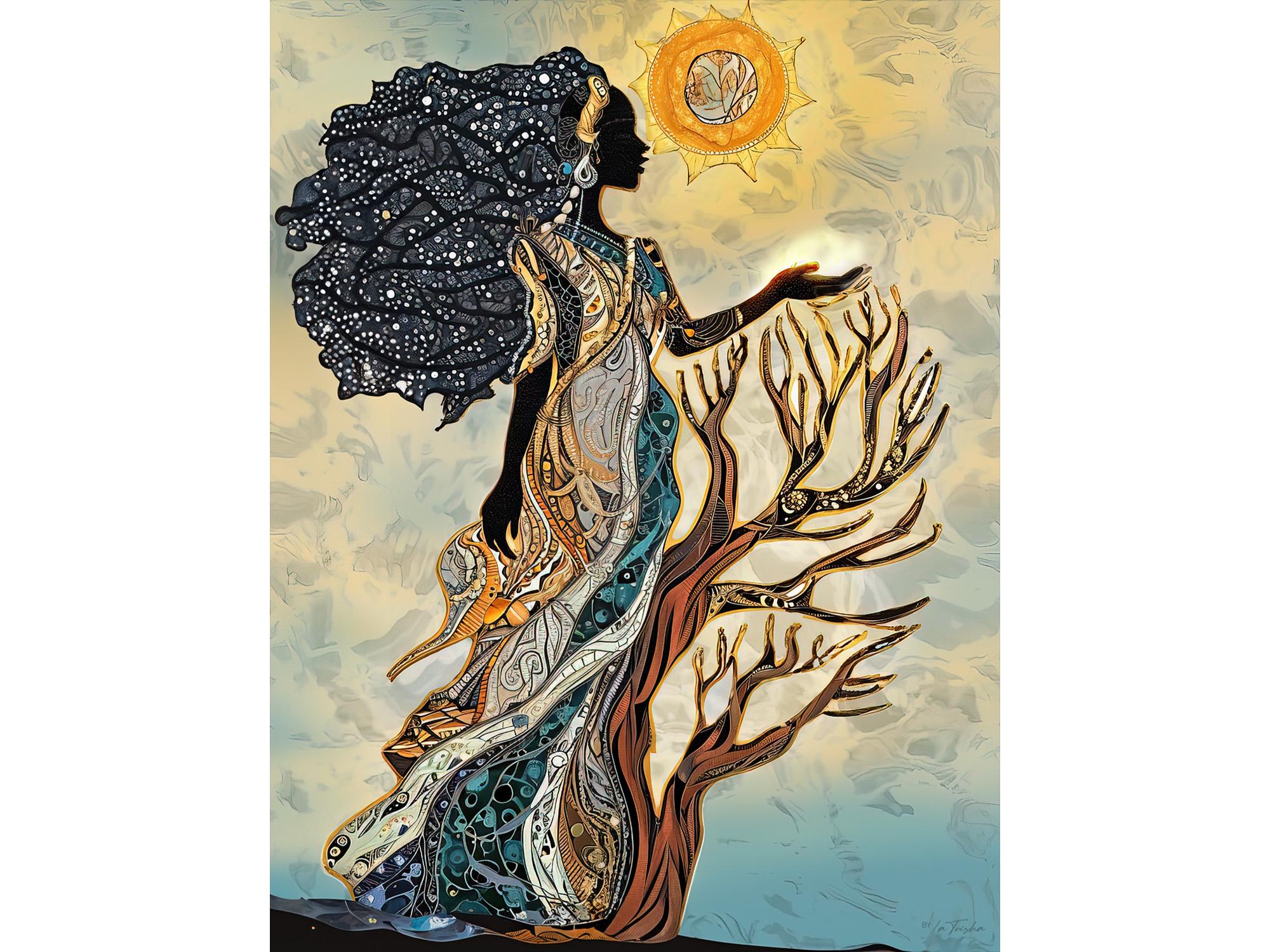 African American Art| Earth Goddess Digital Art Print: Black Goddess ...