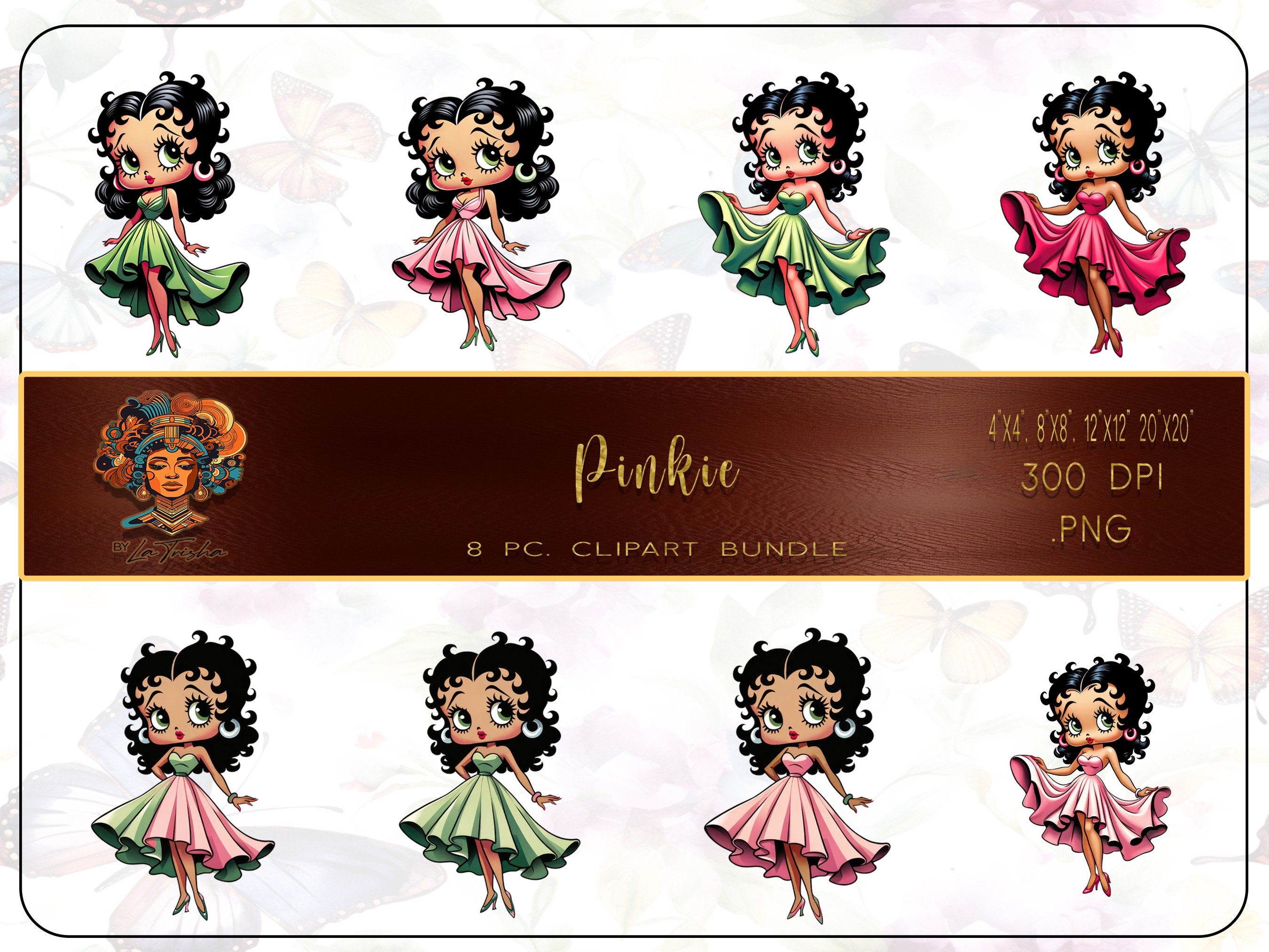 Pinkie Clipart, Black Girl PNG, Pink and Green Clipart, African ...