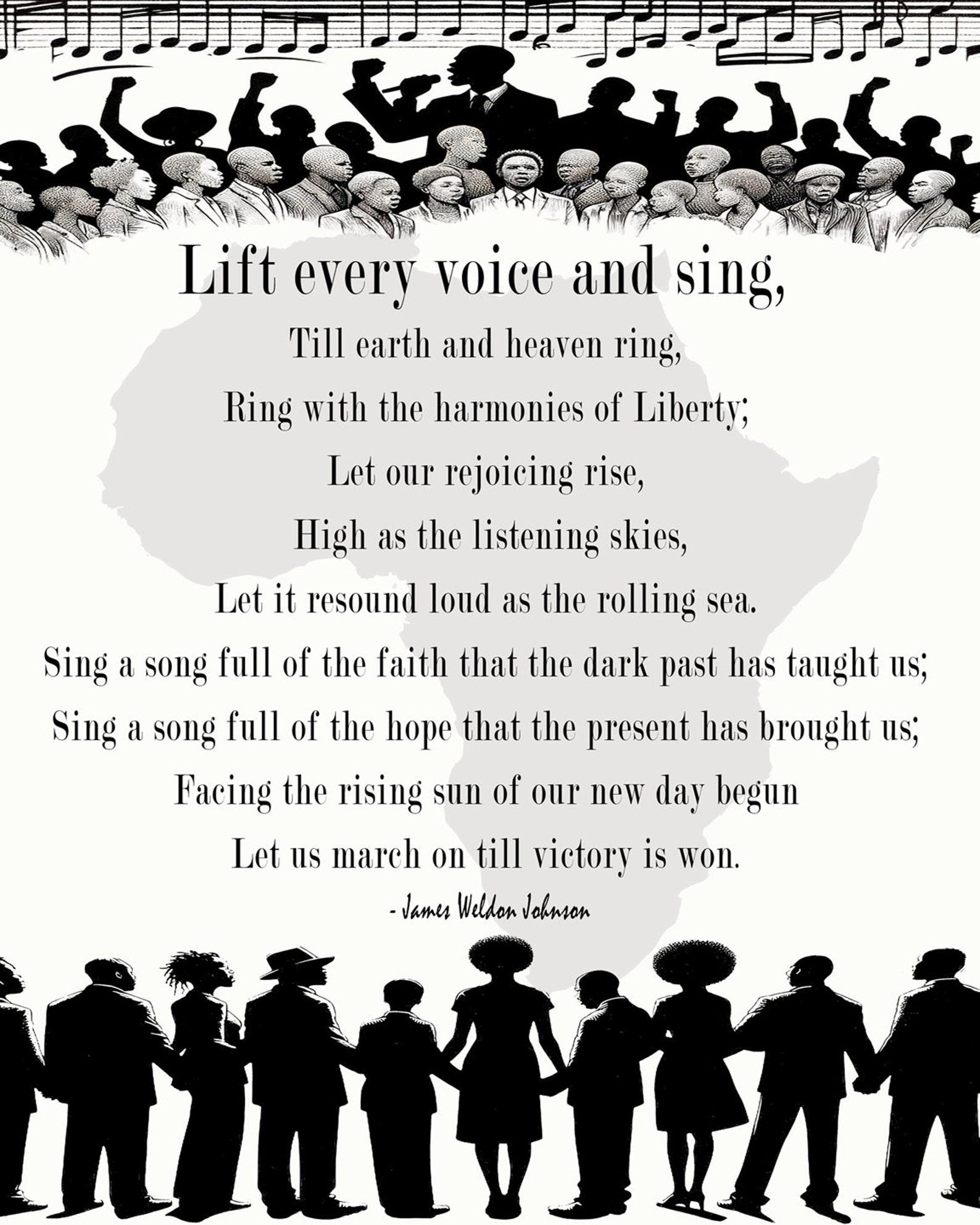 Lift Every Voice and Sing Lyrics Print: Black History Month Art ...
