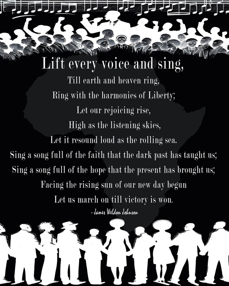 Lift Every Voice and Sing Lyrics Print: Black History Month Art ...
