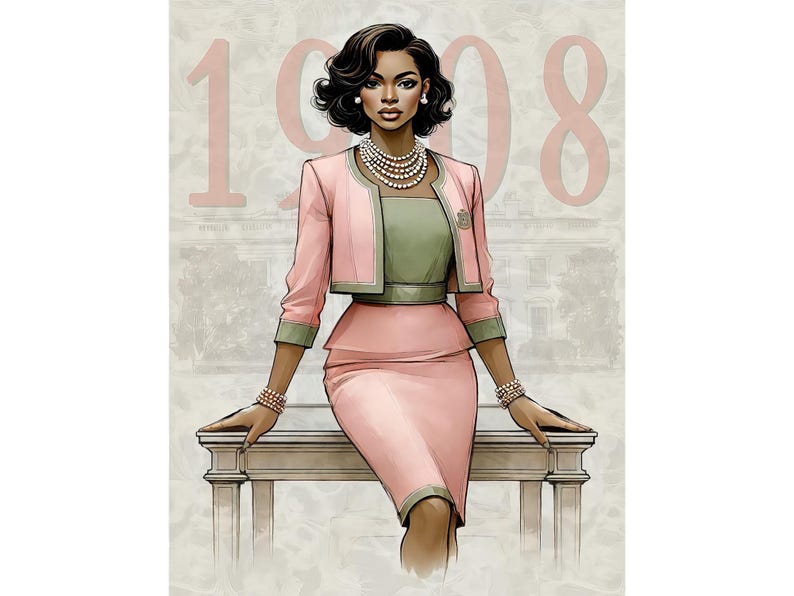 AKA Woman 1908 Art Print: African American Sorority (PNG Digital ...