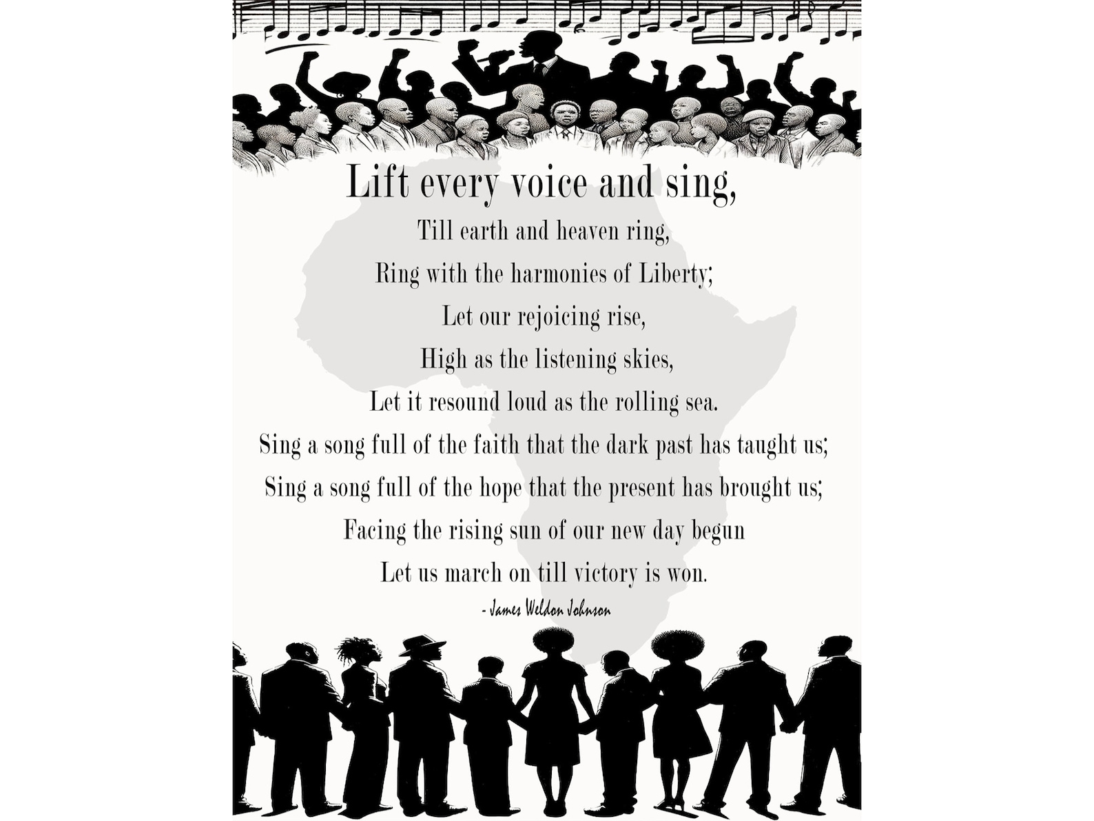 Lift Every Voice and Sing Lyrics Print: Black History Month Art ...