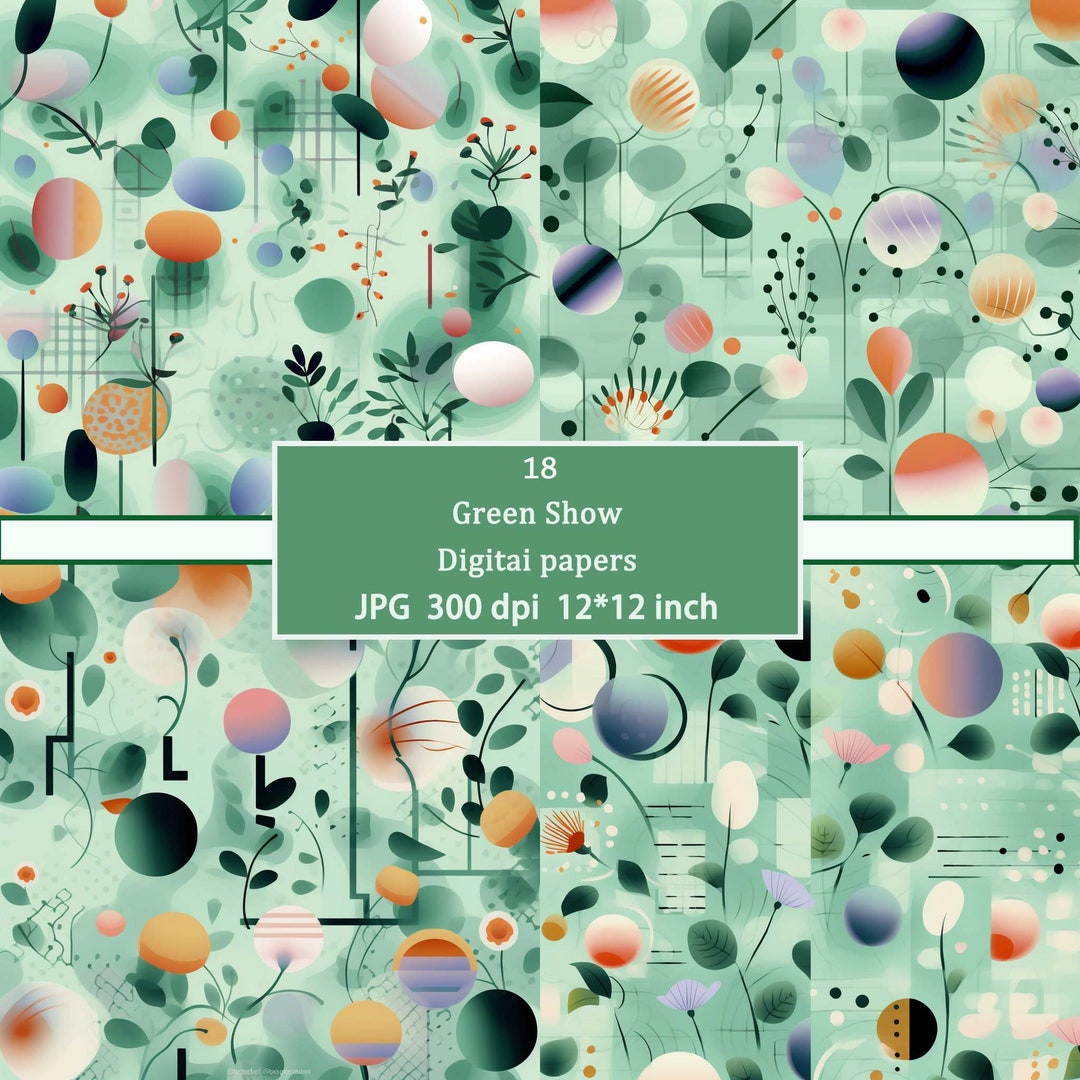 Green Show Paper, Digital Art Patterns，deco Motifs，gift Wrapping Paper ...