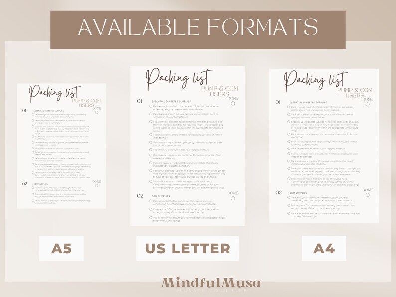 Fillable T1D Travel Checklist, Printable Type 1 Diabetes Vacation ...