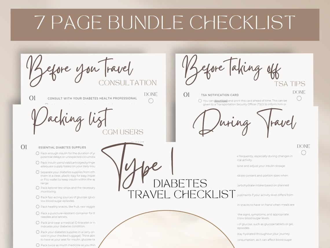 Fillable T1D Travel Checklist, Printable Type 1 Diabetes Vacation ...