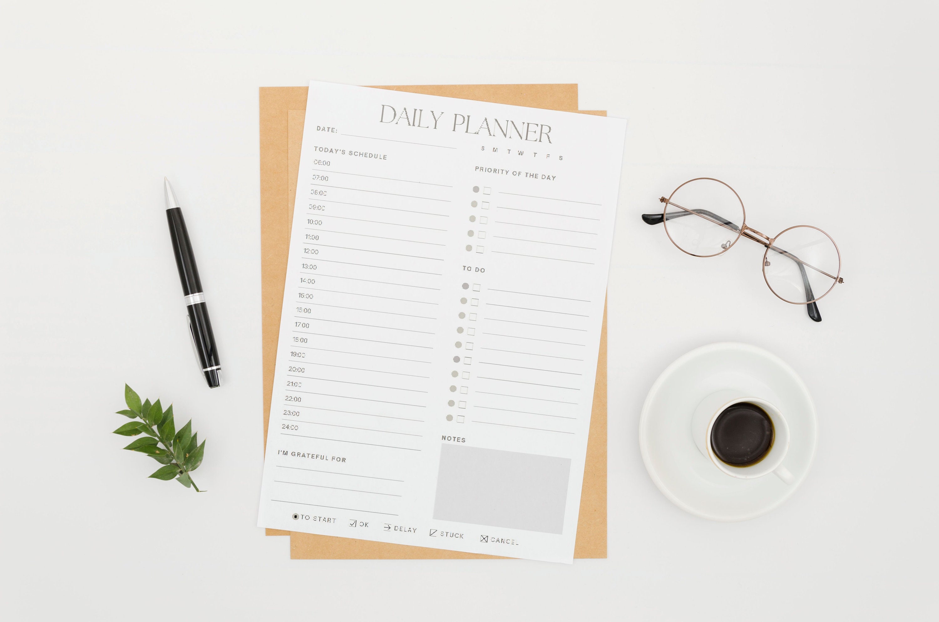 24 Hour Daily Planner Printable, Daily Hourly Planner, Military Time ...