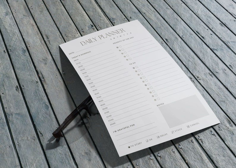 24 Hour Daily Planner Printable Daily Hourly Planner - Etsy