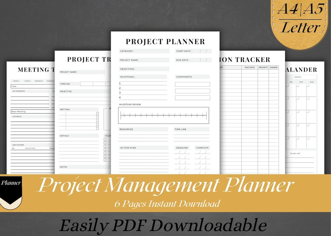 Printable Project Management Planner, Productivity Planner, Work ...