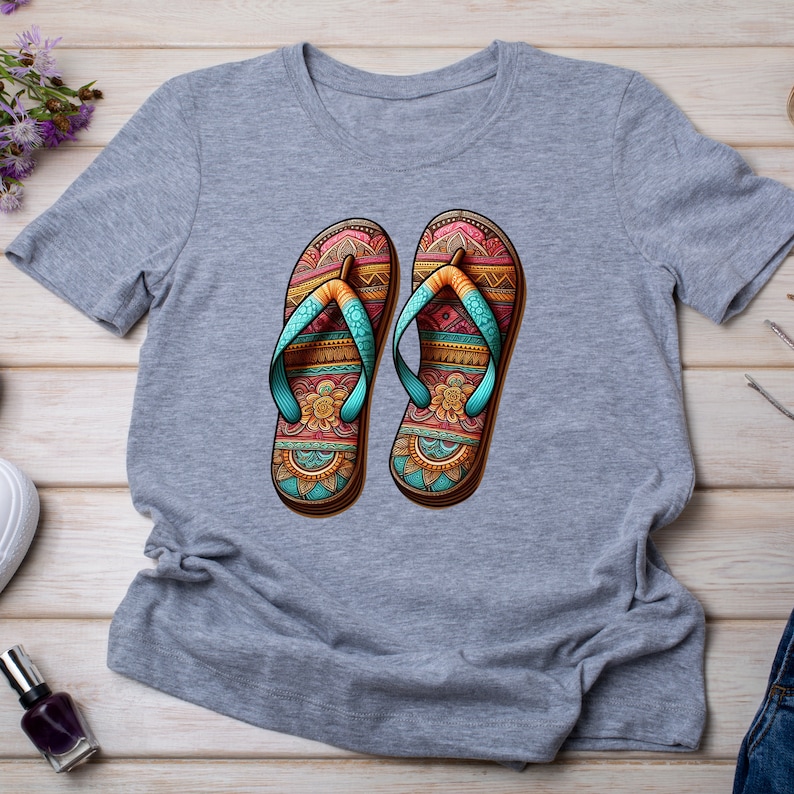 Watercolor Beach Summer Retro Flip Flops Digital Transparent PNG SVG ...