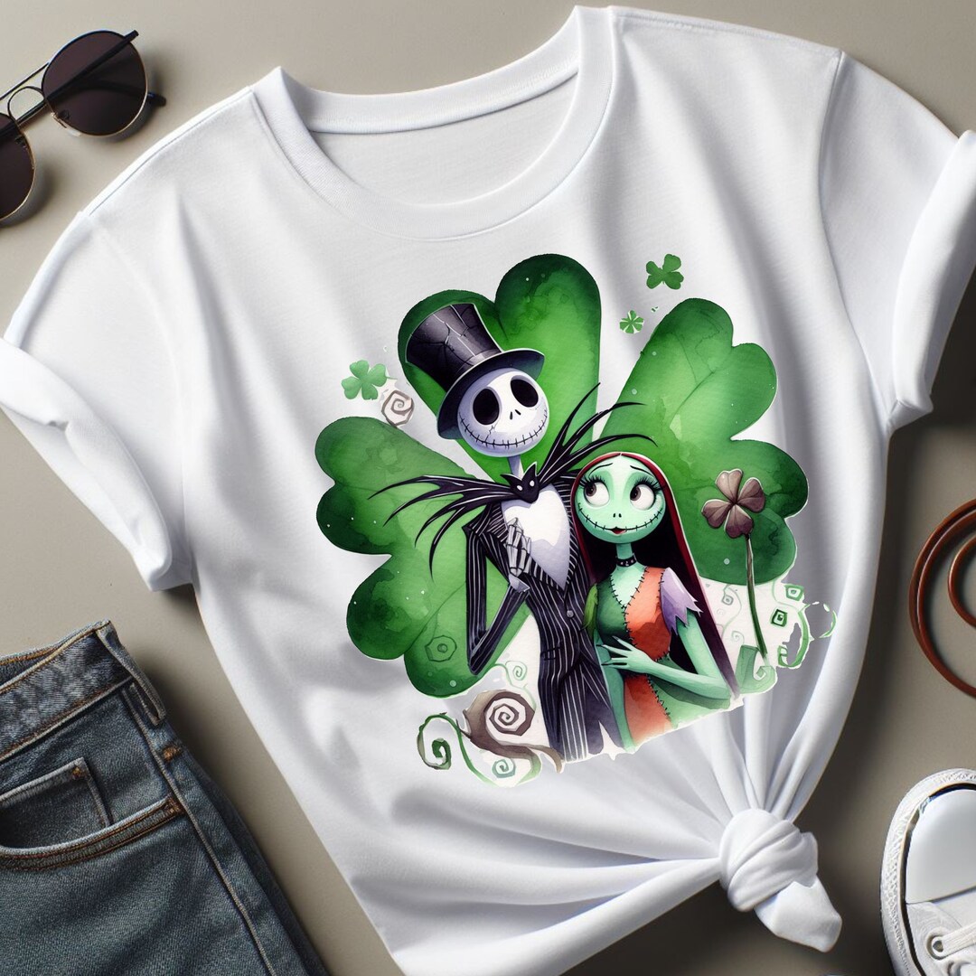 Watercolor Jack and Sally Shamrock Luck of the Irish Couple Digital ...