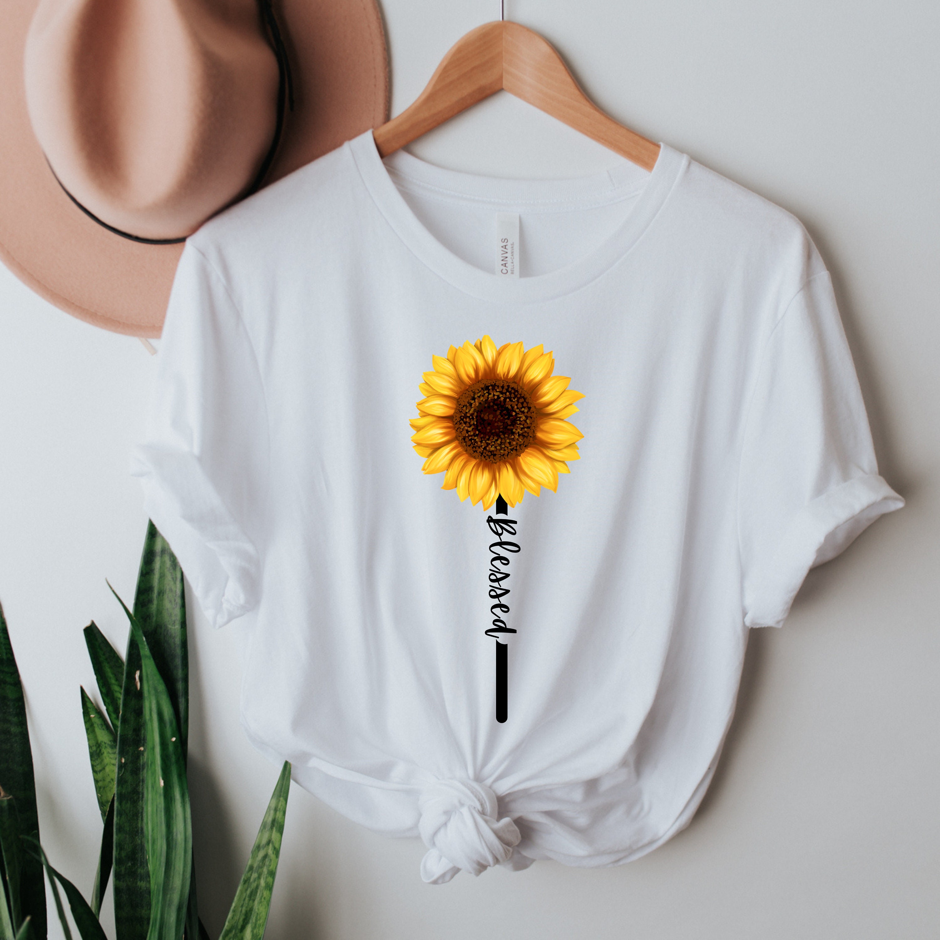 Blessed Sunflower Watercolor Quote Christian God Believer Digital ...