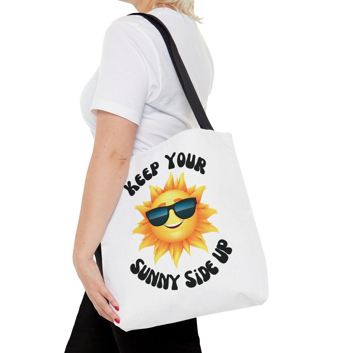 Sunny Side Tote Bag, Beach Bag, Shopping Bag, Gift Bags, 3 Sizes, Black ...