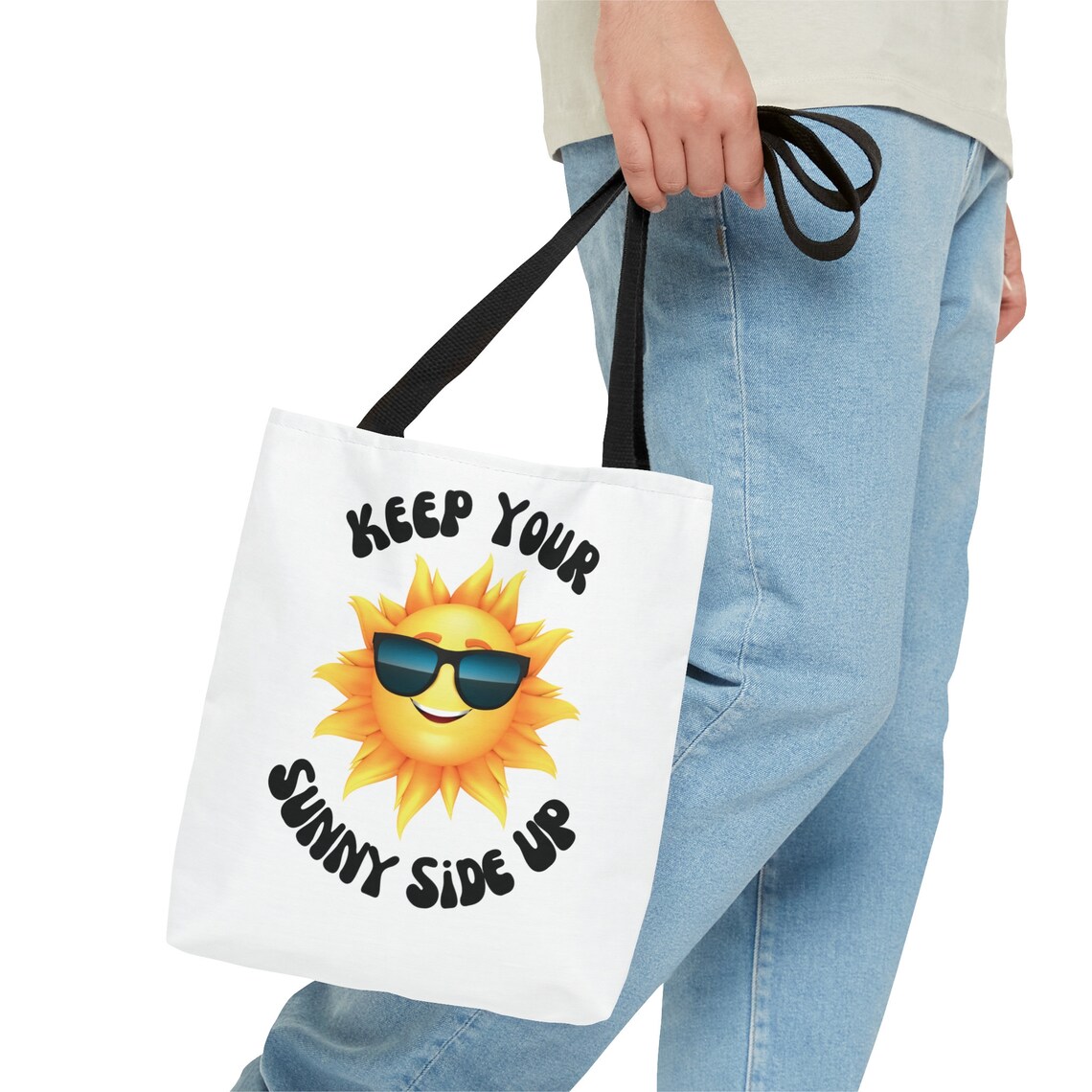 Sunny Side Tote Bag, Beach Bag, Shopping Bag, Gift Bags, 3 Sizes, Black ...