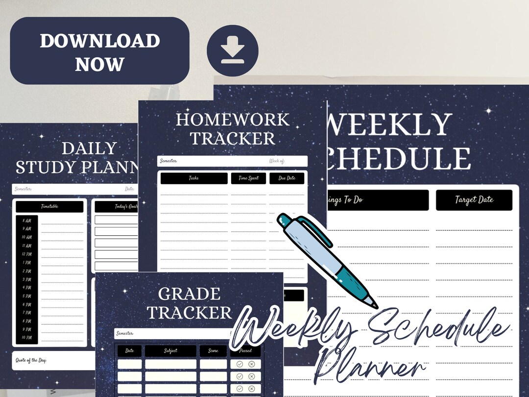 Study Planner and Organizer Set - Keep Your Studies Organized and on ...