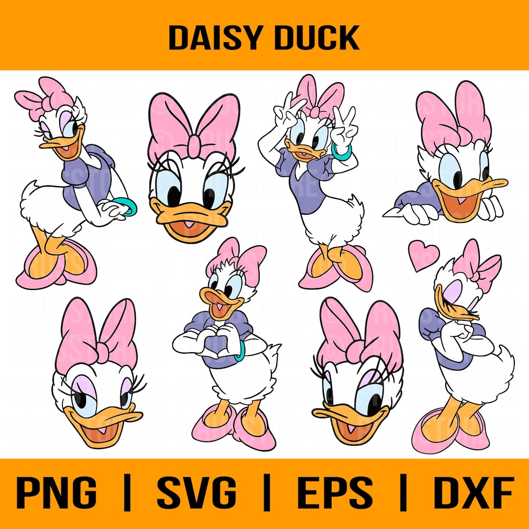 Cute Daisy Duck Inspired SVG PNG Bundle | Cartoon Girl Duck Cut Files ...