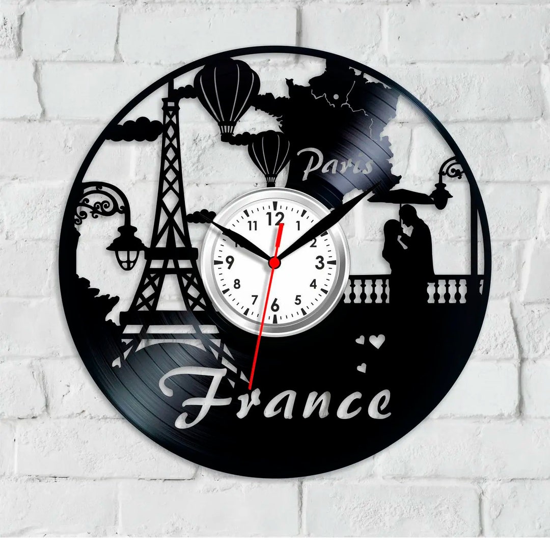 France Wall Clock, Paris Art Decor, Paris Clock, France Skyline ...